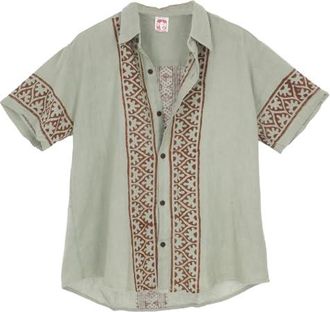 Guru Shop Chemise naturelle dInde, chemise ethnique beige pour homme, coton, Sauge, XXL