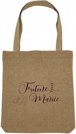 Fabulous Sac Shopping Tote Bag Aspect Lin - Future Mari&eacute;e Calligraphie Mariage Noces Fianc&eacute;e - Sac de Courses Toile Epaisse 360g Beige Naturel Cabas Port&eacute; Epau