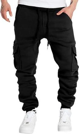 Generic 2025 Bas de Jogging Homme Fitness Mi Saison Vintage Fashion Sweatpants Poches Et Cordon Serrage Pantalon Survetement Droit Long Pants Cadeau Casual Ac