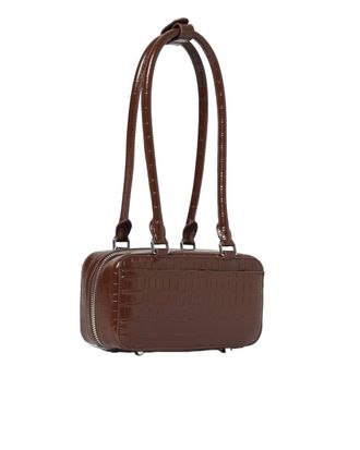 Self Portrait Womens Shoulder Bag Crocodile-Effect Brown