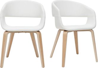Miliboo Chaises design blanc et bois clair (lot de 2) SLAM