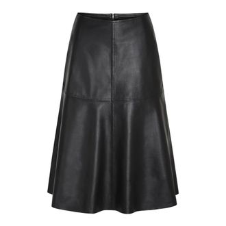 Bruuns Bazaar Femme, Jupes, Noir, Taille: 44 FR A-line Leather Skirt