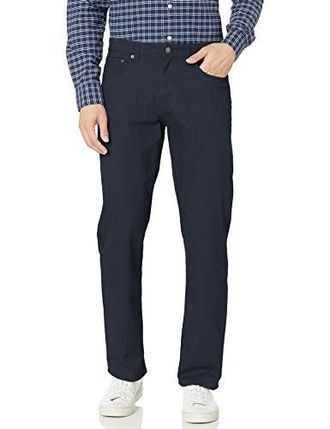 Amazon Essentials Pantalon en Sergé Stretch 5 Poches Coupe Décontractée Homme, Bleu Marine, 34W / 29L