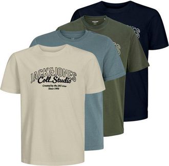 Jack & Jones Plus Size T-Shirt JJMAKOTO TEE SS CREW NECK 4PK MP PLS (Packung, 4-tlg)