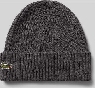 Lacoste M&uuml;tze aus Wolle mit Logo-Patch