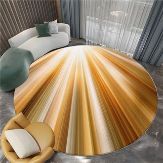 Generic Jaune Tapis Rond Minimalist Lavable, antidérapant léger à Poils Courts Tapis Rond, imprimé Lignes Soleil pour Salon Chambre à Coucher Cuisine entrée 1