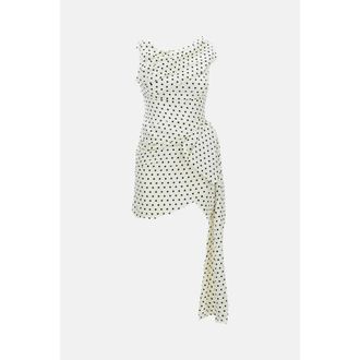 Self Portrait Polka Dot Satin Tie Side Mini - - Dresses - Damen - Wei&szlig; - S