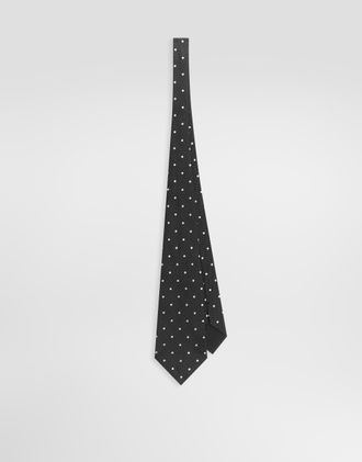 Dolce & Gabbana Krawatte Aus Jacquard Mit Polka-dot-muster - Mann Krawatten Und Einstecktuch Schwarz Pz