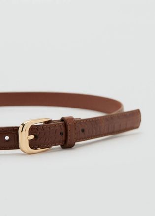 Mango Ceinture fine effet cuir croco marron - Femme - XL - MANGO