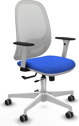 Piqueras y Crespo Stuhl geeignet f&uuml;r Arbeiten mit 1D-Armen, h&ouml;henverstellbare Lendenwirbelst&uuml;tze, ausgestattet mit Syncro/Translack und Schneideschaum, Wei&szlig;/Blau