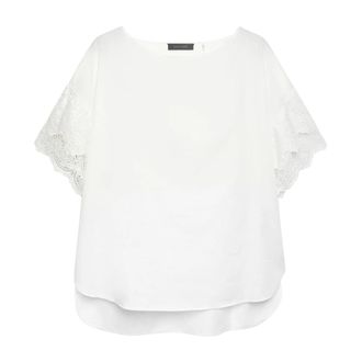 Elena Miro Baumwollbluse mit Spitzenkanten - - Blouses & Shirts - Damen - Wei&szlig; - 3XL