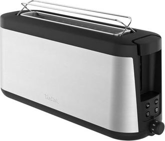 T-fal Element Langschlitztoaster - Toaster aus Edelstahl mit 7 Br&auml;unungsstufen, 1000 W Leistung & integriertem Br&ouml;tchenaufsatz, extra breiter Schlitz f&uuml;r To
