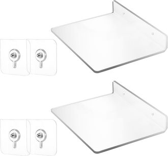 BESPORTBLE 2 St&uuml;ck Wandregal aus Transparentem Acryl Schwebendes Badregal ohne Bohren Selbstklebende Wandhalterung Kleines Aufbewahrungsregal f&uuml;r Badezimmer und 
