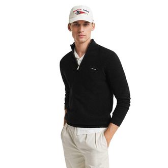 GANT Pullover f&uuml;r Herren, mit halbem Rei&szlig;verschluss, Piqu&eacute; (Schwarz)