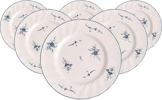 Villeroy & Boch Vieux Luxembourg Fr&uuml;hst&uuml;cksteller, 21 cm, Dessertteller mit blauem Dekor, Premium Porzellan, Wei&szlig;/Blau