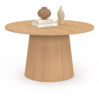 IDMarket Idmarket - Table basse ronde ANGELE 70 cm - Pied central en bois effet h&ecirc;tre - Style moderne pour salon contemporain - Dimensions 70x70x40 cm