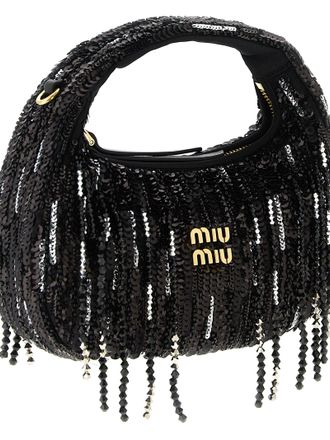Miu Miu Satin Top Handle Bag - Black