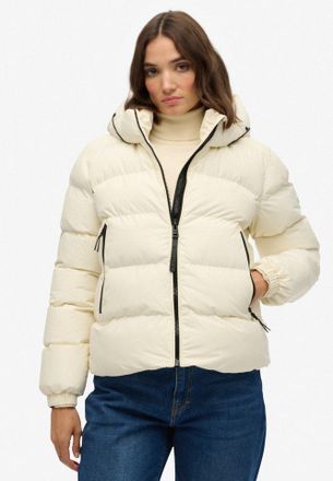 Superdry Steppjacke HOODED SPORTS PUFFER JACKET Kunstfaser, relaxed fit