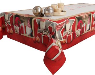 Petti Artigiani Italiani Petti - Weihnachtstischdecke Tischdecke 140 x 360 cm, rechteckig, schmutzabweisend & fleckenabweisend, Pflegeleichte Mikrofaser mit Motiv Elf, ideal f