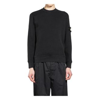 Stone Island Homme, Pulls, Noir, Taille: 2XL Waffle Fleece SweaT-shirt