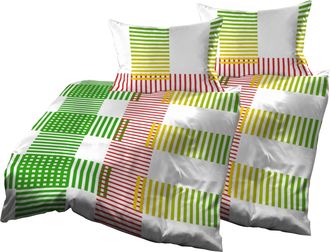 Gerald Wittmann 4teilig Bettw&auml;sche-Set 2X 140x200 cm + 2X 70x90 cm, Mikrofaser, Kariert Gr&uuml;n Wei&szlig; Rot