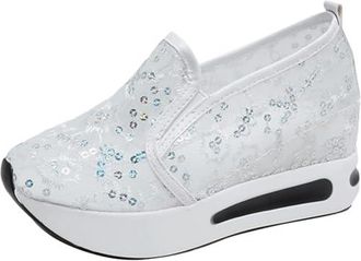 Generic Baskets orthop&eacute;diques pour femme - Broderie florale - Respirantes - Bout rond - Chaussures compens&eacute;es habill&eacute;es et d&eacute;contract&eacute;es - Chaussures de march