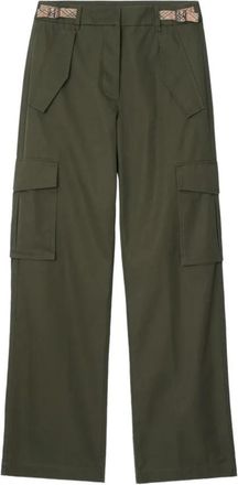 Burberry Femme, Pantalons, Vert, Taille: 36 FR Pantalon Cargo Gabardine avec Bordure à Carreaux