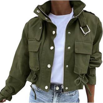 Generic Vestes pour femmes 2026 : cardigan &agrave; manches longues &agrave; imprim&eacute; floral pour femme, vert fonc&eacute;, XXL