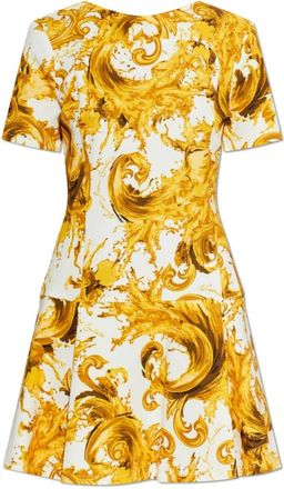 Versace Jeans Couture Femme, Robes, Blanc, Taille: 40 FR Barocco Pattern Dress