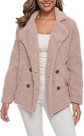 Generic Veste polaire pour femme, sweat à capuche pelucheux pour femme, vêtement dextérieur décontracté et solide, cardigan ample à boutons rabattables, vêtem