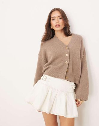 Free People Cool of Night - Lockere Strickjacke in Mokka-Braun