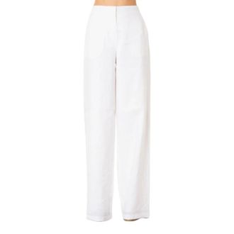 Max Mara Femme, Pantalons, Blanc, Taille: 36 FR Pantalon Palazzo en Lin Blanc