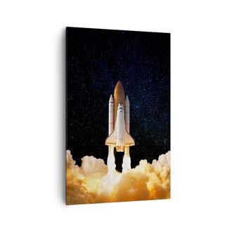 Arttor Wandbilder Dekoration Wohnzimmer Abheben Rakete Kosmos Bilder auf Leinwand 80x120cm Leinwandbild mit Rahmen Schlafzimmer K&uuml;che Deko Wand Kunstdruck Ar