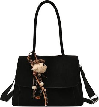 Generic Porte-documents en PU givr&eacute; pour femmes, sac &agrave; bandouli&egrave;re de capacit&eacute; pour les voyages et le travail (noir)