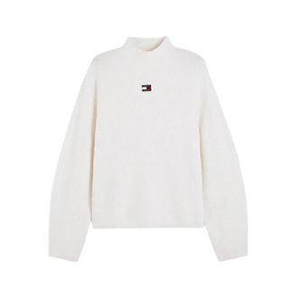 Tommy Jeans Badge Mockneck Pullover - - Knitwear - Damen - Wei&szlig; - M