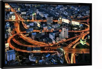 artboxONE Poster mit schwarzem Rahmen 18x13 cm St&auml;dte Autobahnkreuz - Bild schnellstra&szlig;e asiatisch Asien