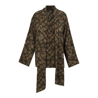 Cortana Tiefer- Top aus Seide mit tiefem Druck - - Blouses & Shirts - Damen - Braun - 2XS