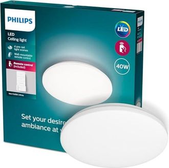 Philips plafonnier Izso AIO 40W rond, télécommande sans fil incluse, blanc chaud à blanc froid