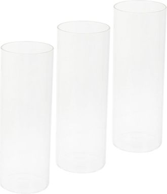 Luxshiny 3 Kerzenhalter Aus Glas - 10 Cm Gro&szlig;e Durchsichtige Zylindrische Kerzenbecher F&uuml;r Stumpenkerzen Hochzeitsmittelst&uuml;cke Und Heimdekoration (Transparent)