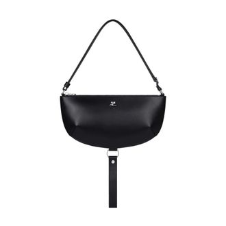 Courr&egrave;ges Schwarze Leder-Schultertasche - - Bags - Damen - Schwarzk - ONE SIZE