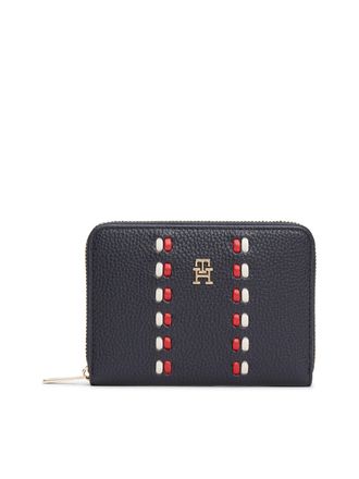 Tommy Hilfiger Geldb&ouml;rse TOMMY HILFIGER TH ICON MED ZA CORP, Damen, dunkelblau, Lederimitat, Kleinlederwaren, Damen Geldbeutel, Portemonnaie mit farbigen Details