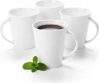 Wilmax England Wilmax - Teetassen & Kaffeetassen - 4er Set - 380ml - Kaffeebecher Porzellan - Becherset - Tasse f&uuml;r Tee, Kaffee, Cappuccino - Porzellantassen mit Gri