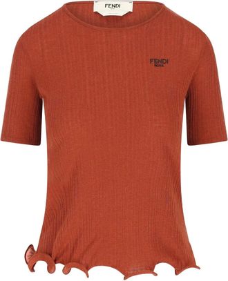 Fendi t-shirt à volants - Orange