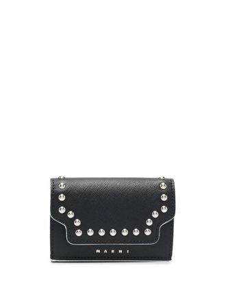 Marni portefeuille pliant &agrave; d&eacute;tails de clous - Noir