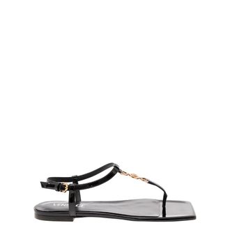 Versace Schwarze Schlangenprint-Ledersandalen - - Shoes - Damen - Schwarzk - 36 EU