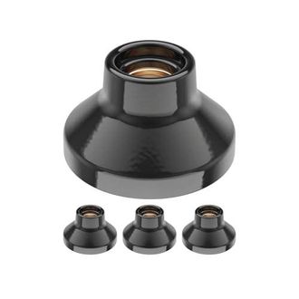 LEDs Com 4 pi&egrave;ces plafonnier/douille de lampe ELEKTRA, porcelaine, noir brillant, 1x E27 max. 300W