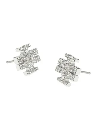 Tory Burch Womens Earrings Kira Silver-Plated Metallic Brass