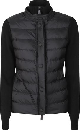 Moncler Gesteppte Strickjacke aus Wollmischung - - Jackets - Damen - Schwarzk - S