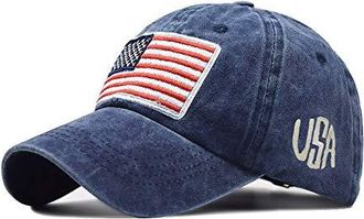 Generic Casquette de baseball unisexe vintage broderie USA drapeau camionneur casquette réglable chapeau de soleil sport casquette, bleu marine, taille unique