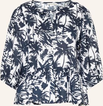 Lilienfels Lilienfels Leinenbluse Mit 3/4-Arm Und Rüschen blau